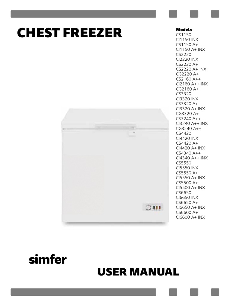 A Comprehensive User Manual for Simfer Chest Freezer Models | PDF ...