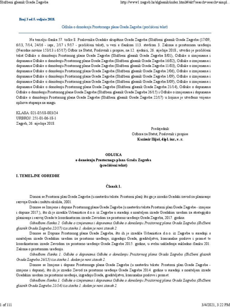 Prostorni Plan Grada Zagreba | PDF