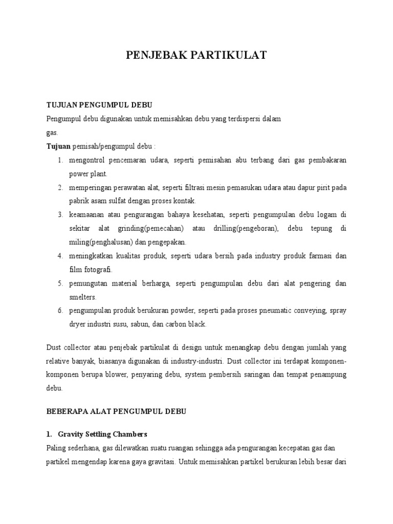 Penjebak Partikulat | PDF | Teknologi & Rekayasa