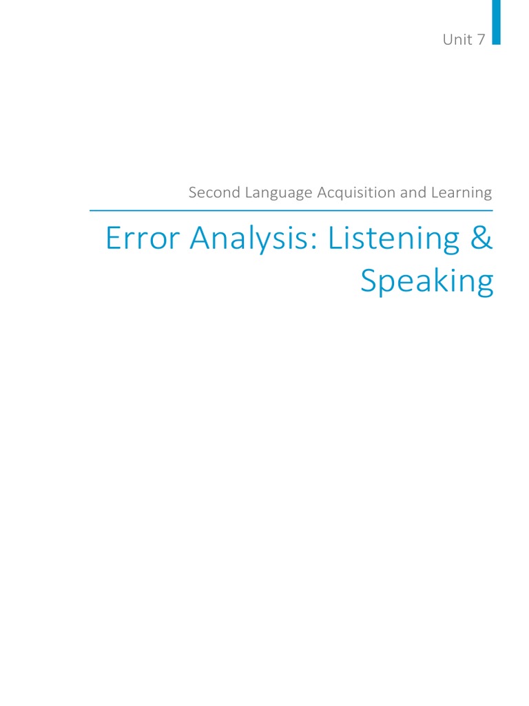 Error Analysis: Listening & Speaking: Unit 7 | PDF | Second Language ...