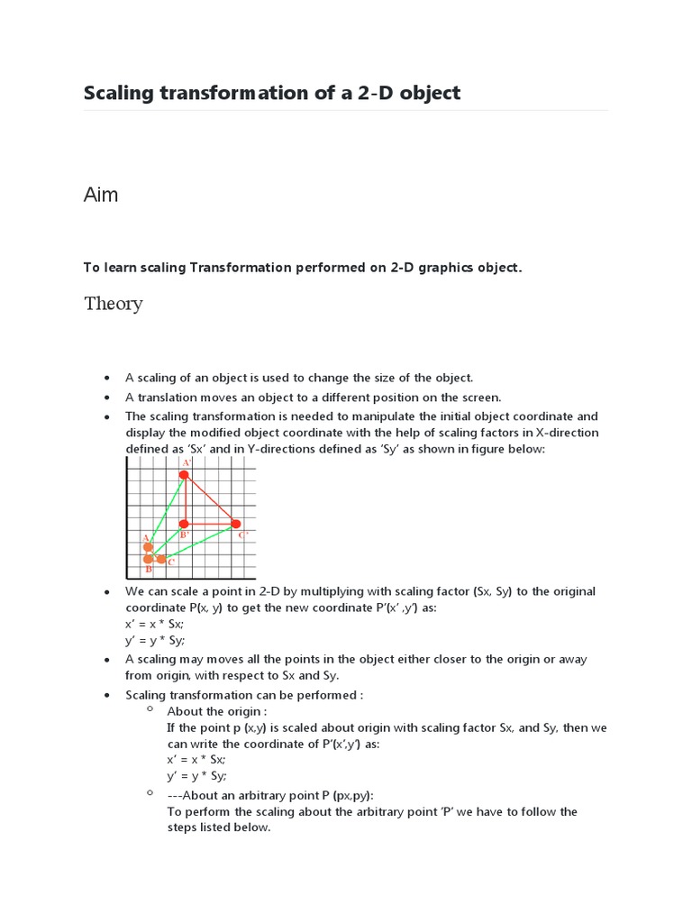 Scaling Transformation of A 2-D Object | PDF | 2 D Computer Graphics ...