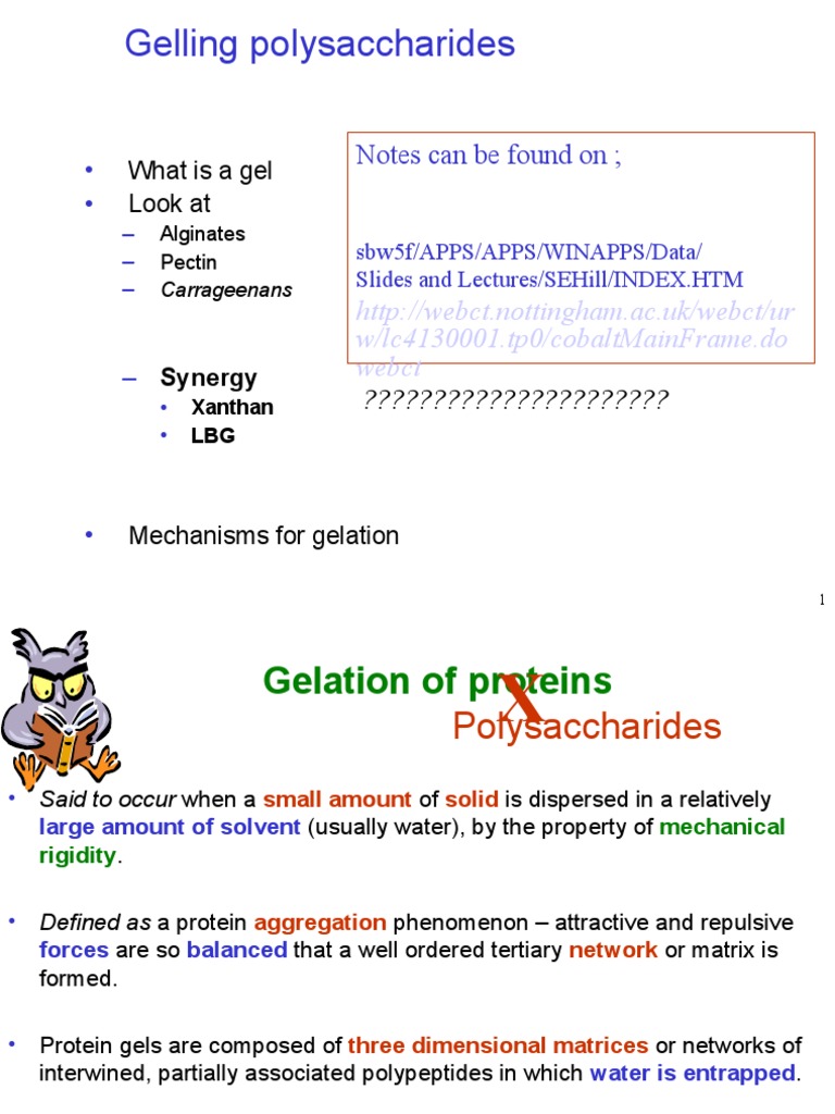 Gelling Polysaccharides: Notes Can Be Found On | PDF | Soft Matter | Gel