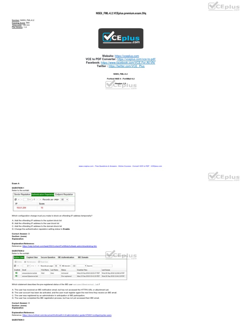 Website: Vce To PDF Converter: Facebook: Twitter:: Nse6 - Fml-6.2 ...