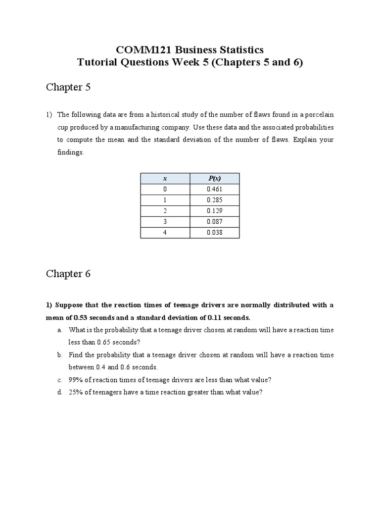 Tutorial Questions - Week 5 | PDF