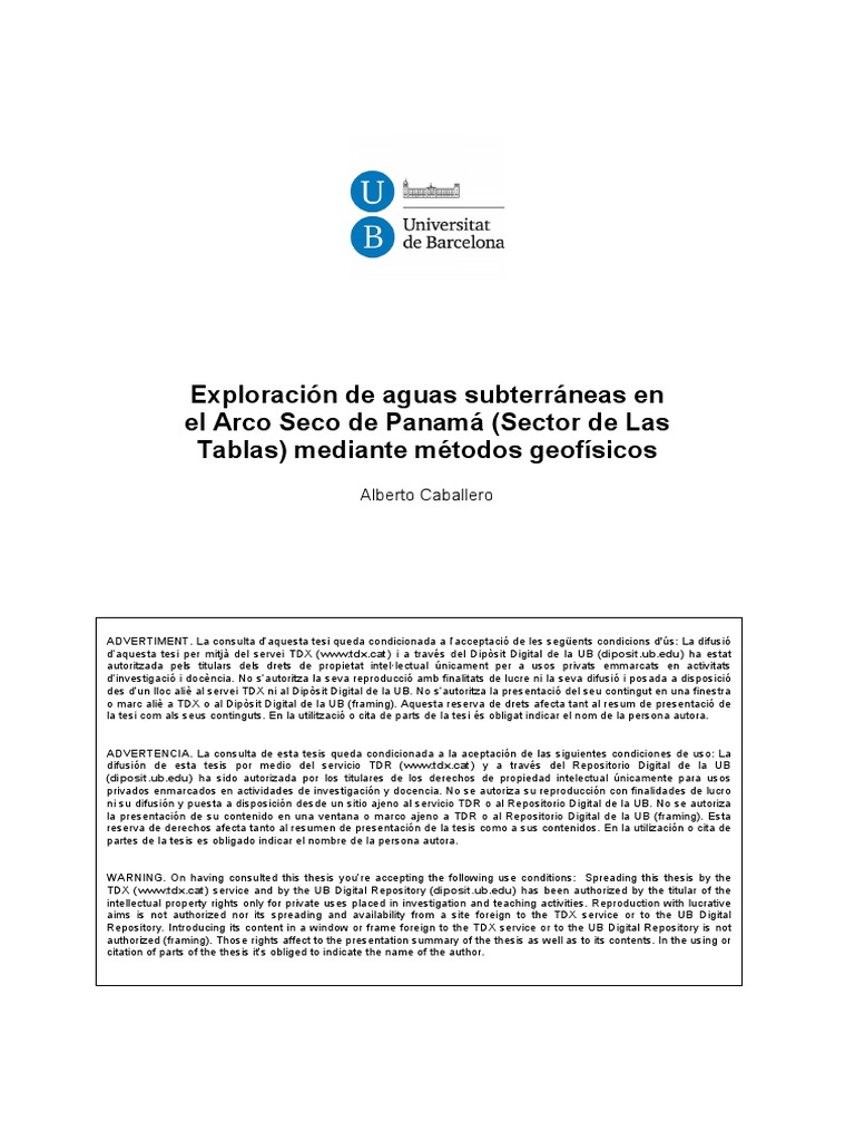 Aguas Subeterraneas. Arco Seco Panama - ALBERTO - CABALLLERO - 2de13 | PDF | Agua subterránea ...