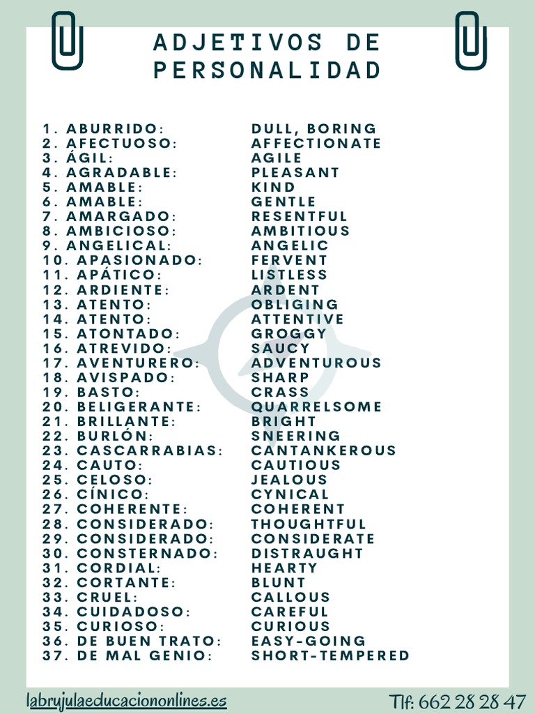 Adjetivos de Personalidad | PDF