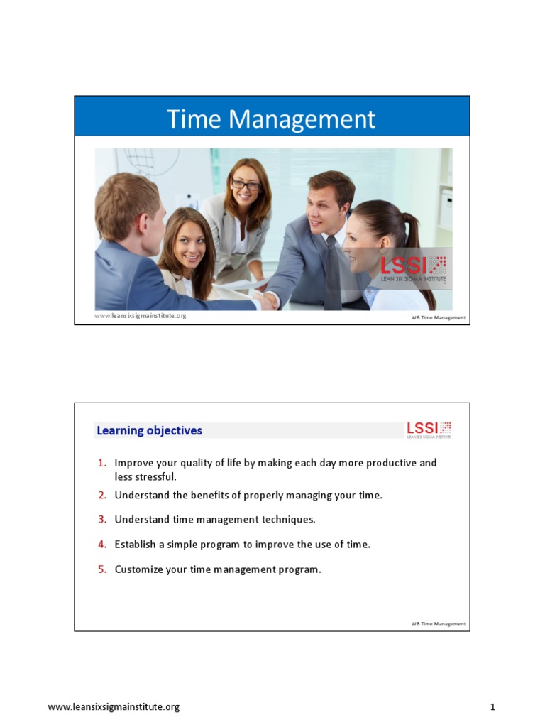 Time Management: Learning Objectives | PDF | Time Management ...