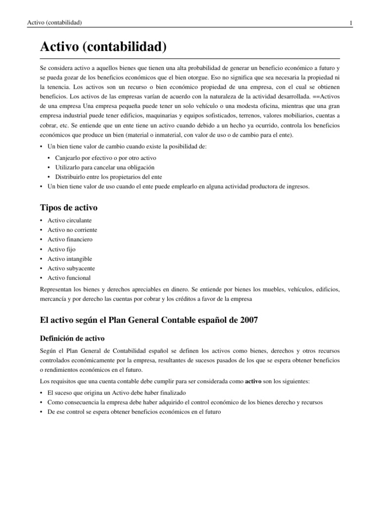 Tipos de Activos | PDF | Contabilidad | Activo intangible