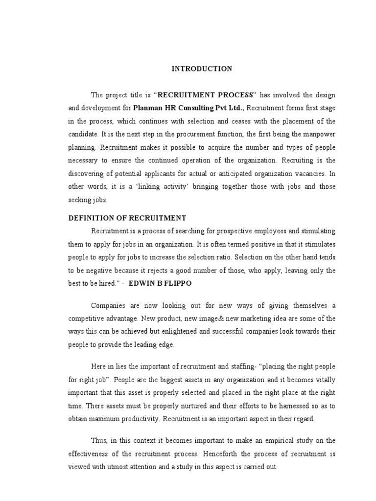 Complete Project Report | Download Free PDF | Recruitment | Mc Kinsey ...