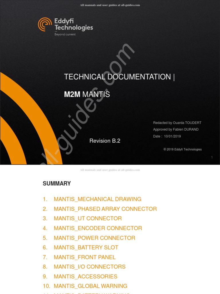 Eddyfi Technologies m2m Mantis Technical Documentation Manual 27 | PDF | Usb | Battery Charger