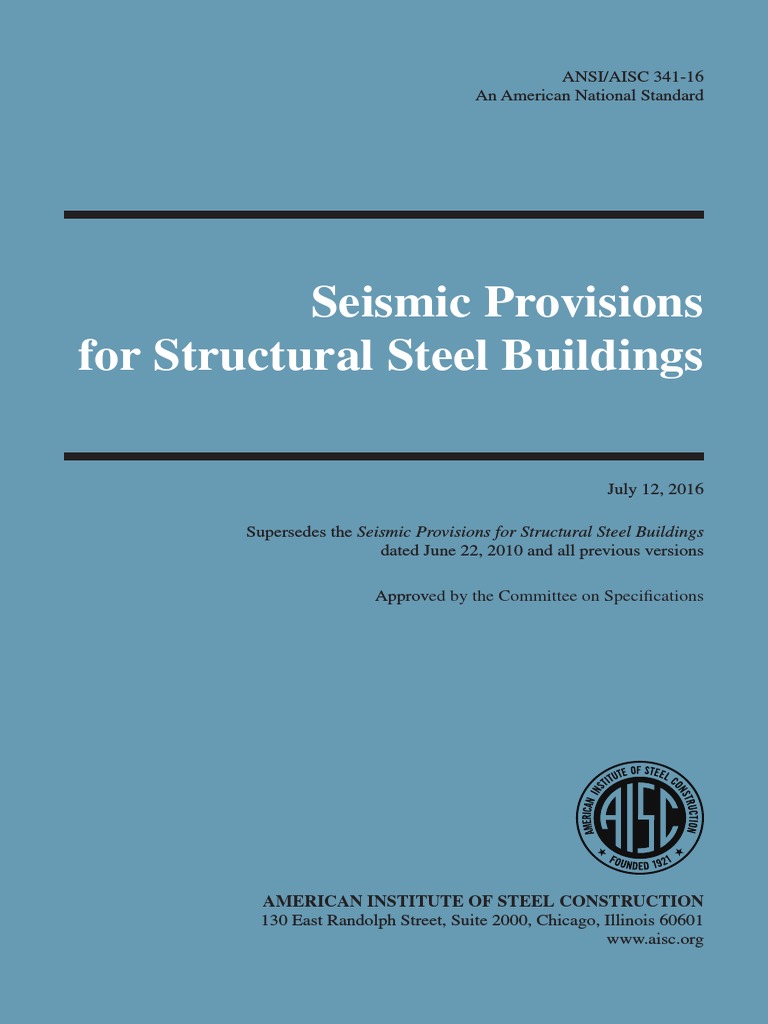 Seismic Provisions For Structural Steel Buildings Ansi Aisc 341 16 | PDF