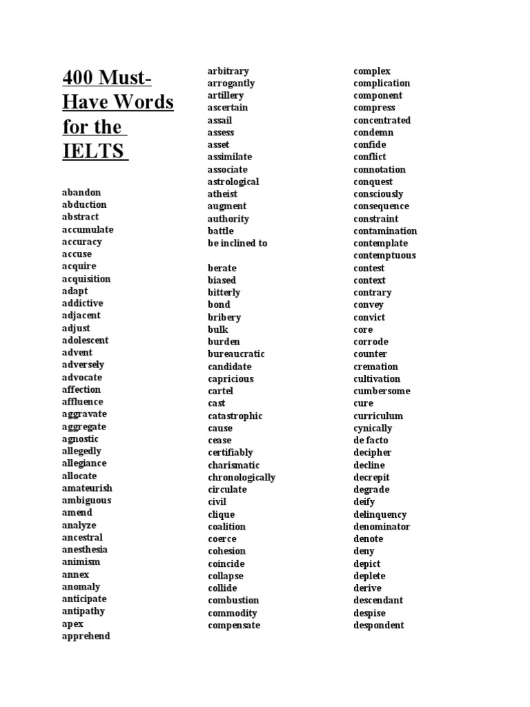 400 Essential Words for IELTS | PDF