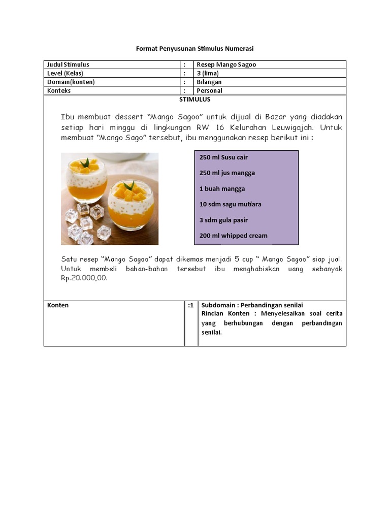 Contoh Stimulus Numerasi | PDF