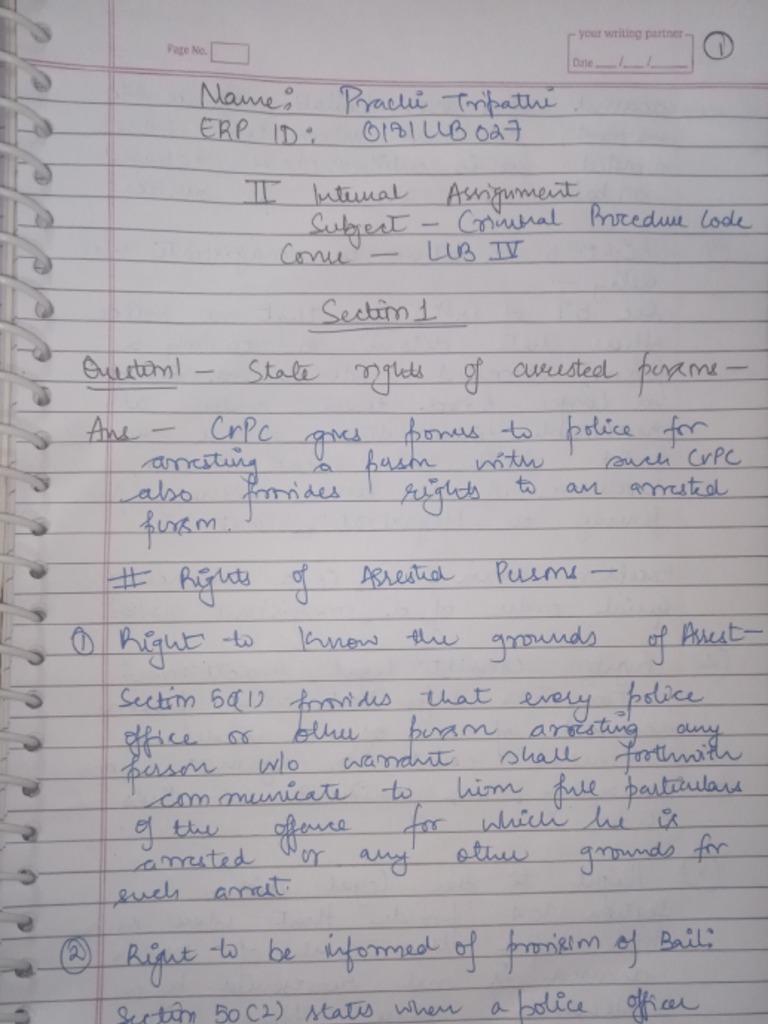 Prachi 0181llb027 Assignment CRPC | PDF