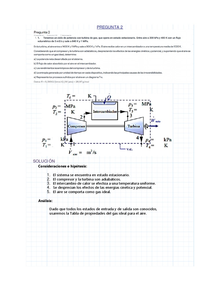 Pregunta 2: Solución | PDF | Gases | Intercambiador de calor