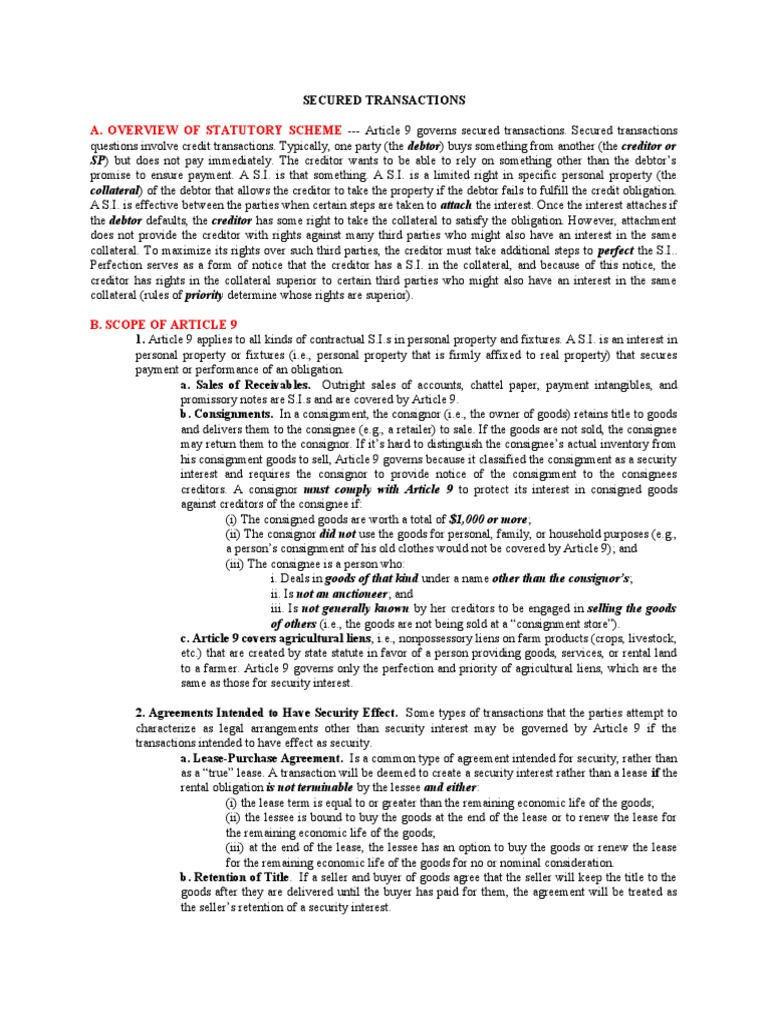 Secured Transactions Guide | PDF | Security Interest | Securities (Finance)