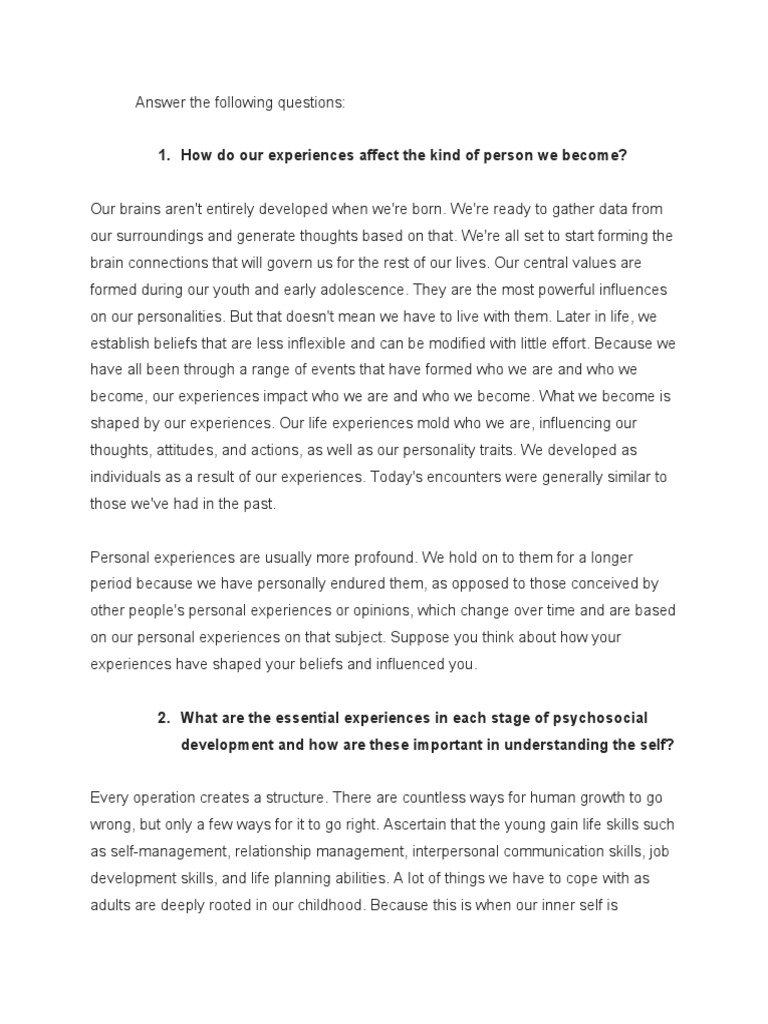 How Experiences Shape Personal Development | PDF | Behavior | Self