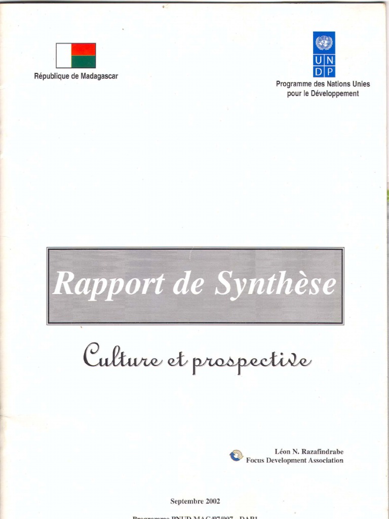 Culture Et Prospective: Rapport de Synthèse (PNUD - 2002) | PDF | Sciences sociales