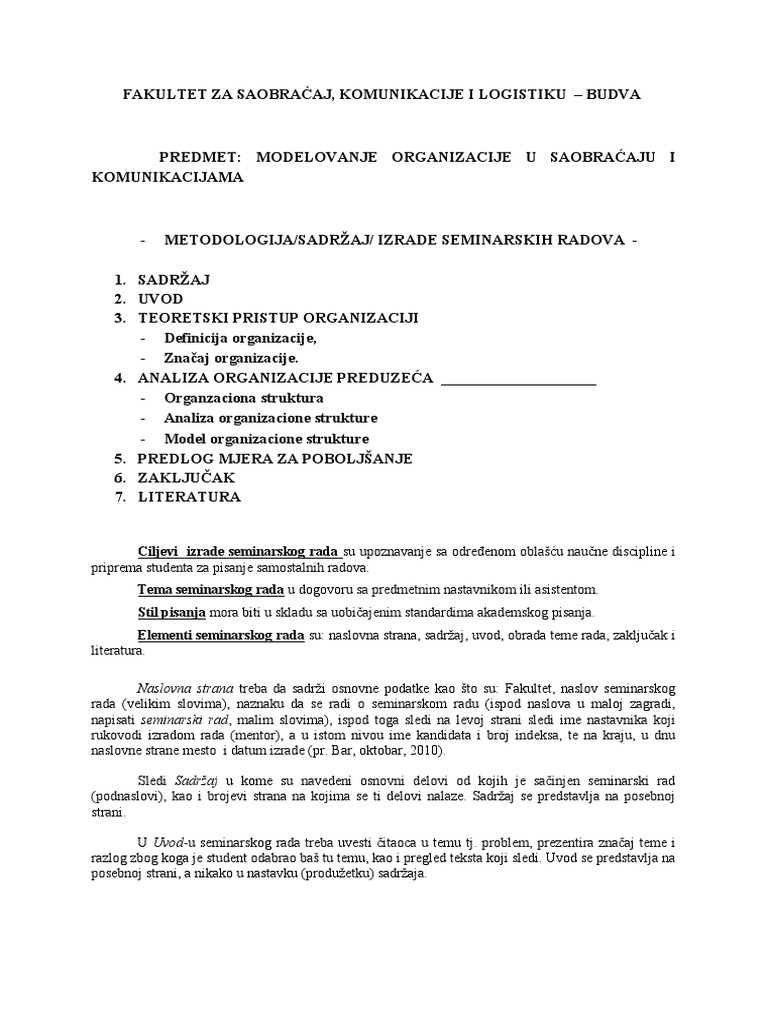 Metodologija Seminarskog Rada Osp | PDF