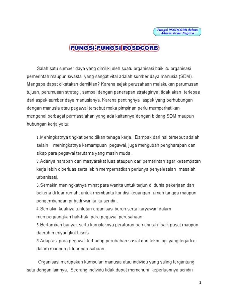 Fungsi-Fungsi POSDCORB | PDF | Karier & Perkembangan