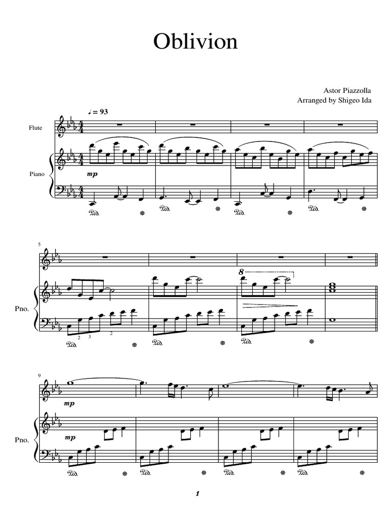 Oblivion. Piazzolla. Flauta y Piano | PDF