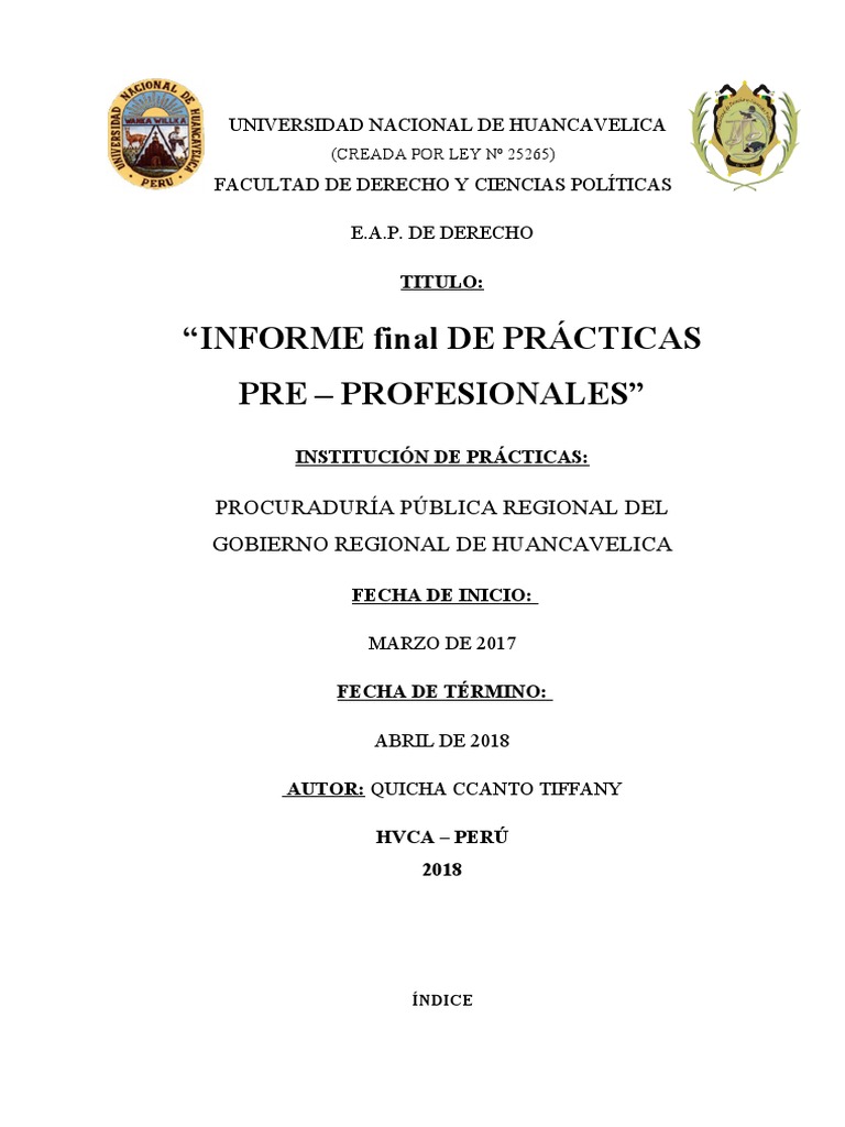 Informe-Final-De-Practicas Pre Profesionales | PDF | Ley procesal | Política