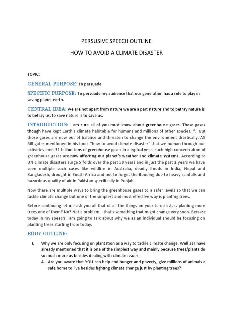 Persuasive Speech Outline | PDF | Sustainability | Water