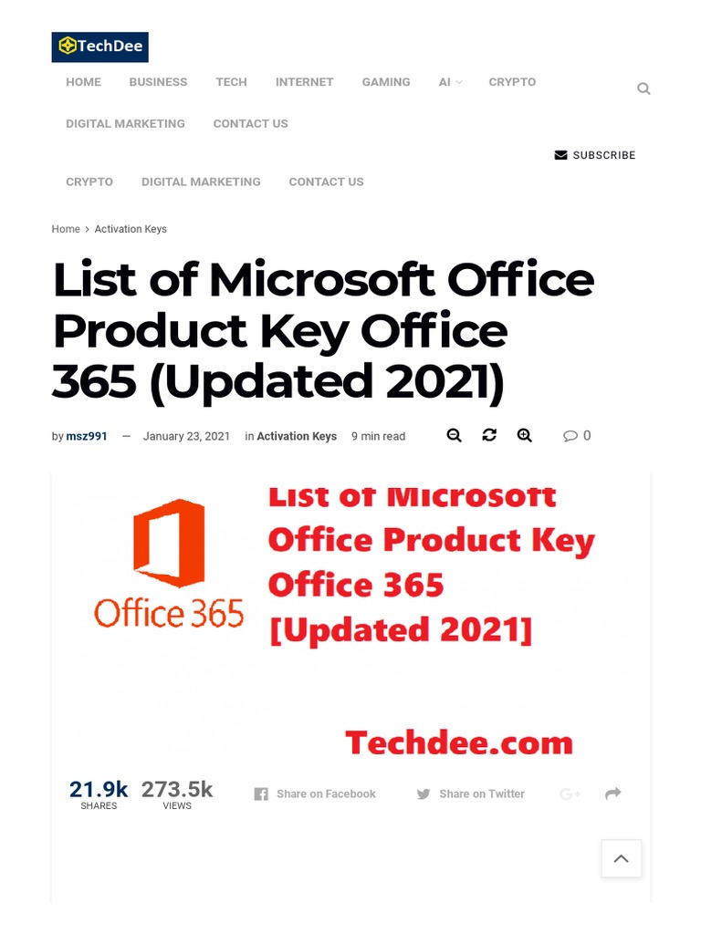 List of Microsoft Office Product Key Office 365 (Updated 2021) | PDF ...