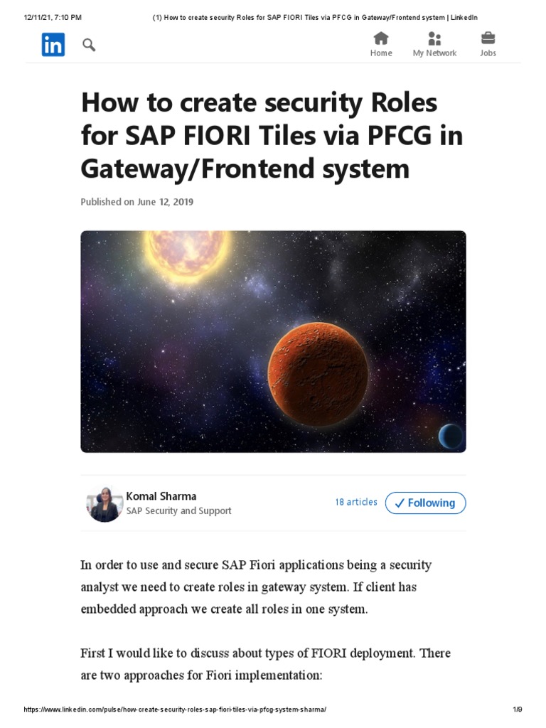 How To Create Security Roles For SAP FIORI Tiles Via PFCG in Gateway - Frontend System | PDF ...