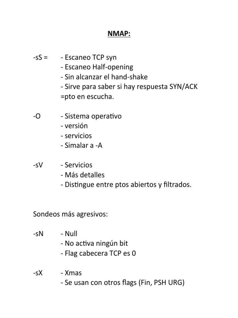 Descripción de Flags en NMAP | PDF