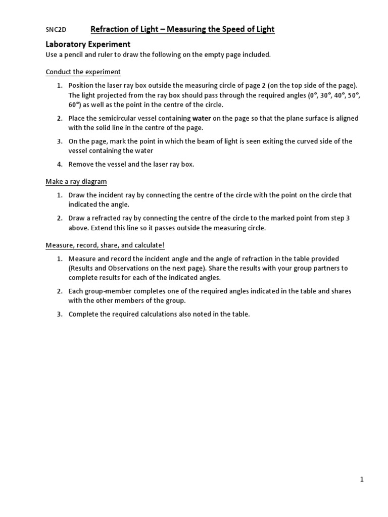 2.8 Index of Refraction Lab | PDF | Refraction | Refractive Index