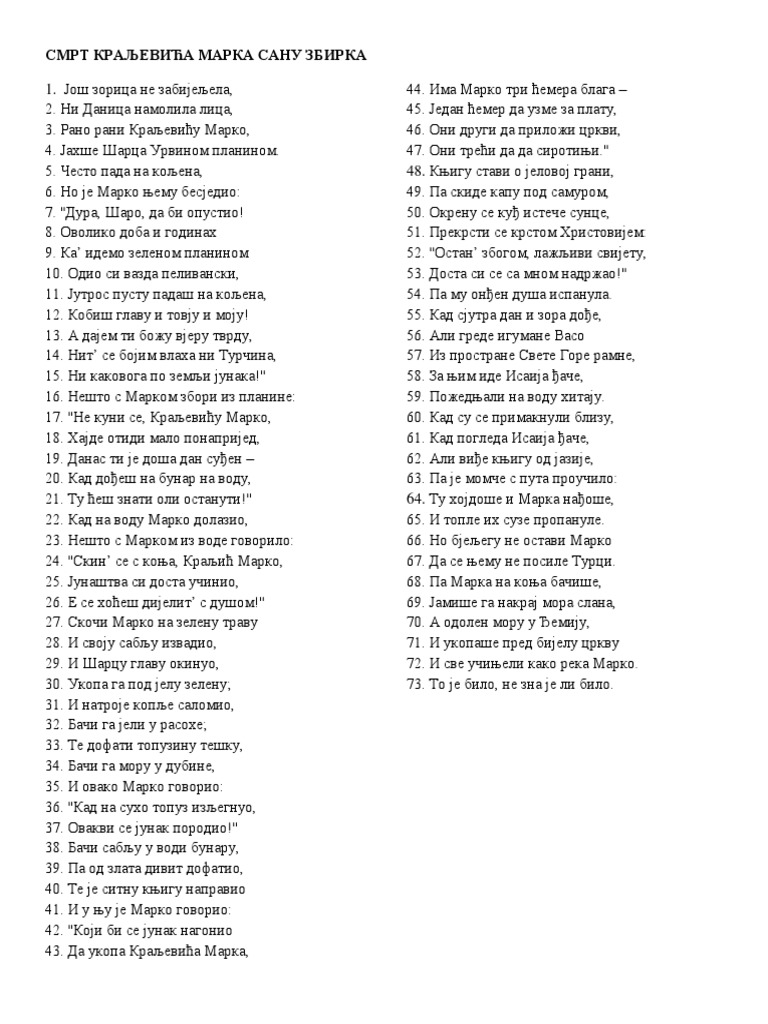 SMRT Kraljevica Marka | PDF