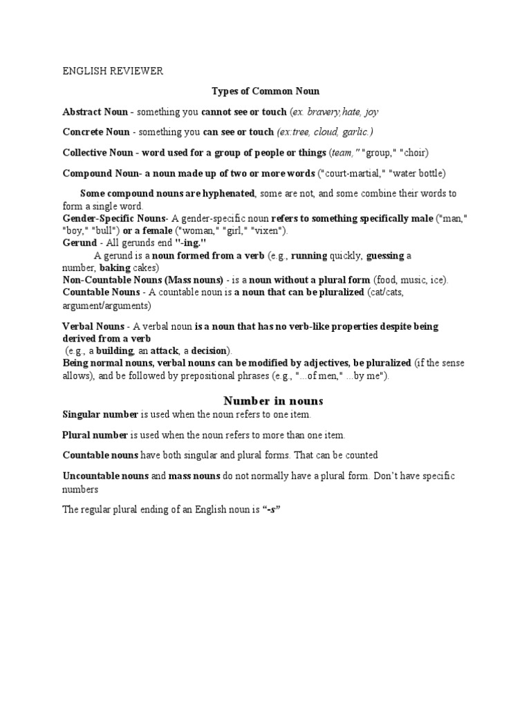 English Reviewer | PDF | Noun | Pronoun