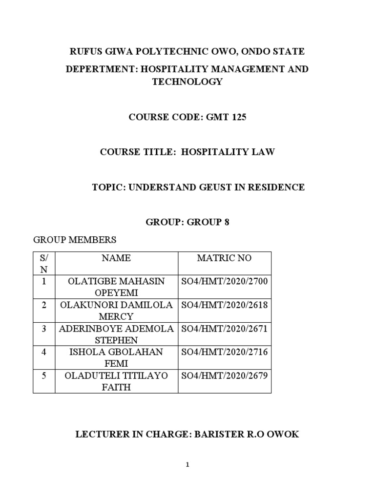 Rufus Giwa Polytechnic Owo | PDF | Infection | Legal Liability