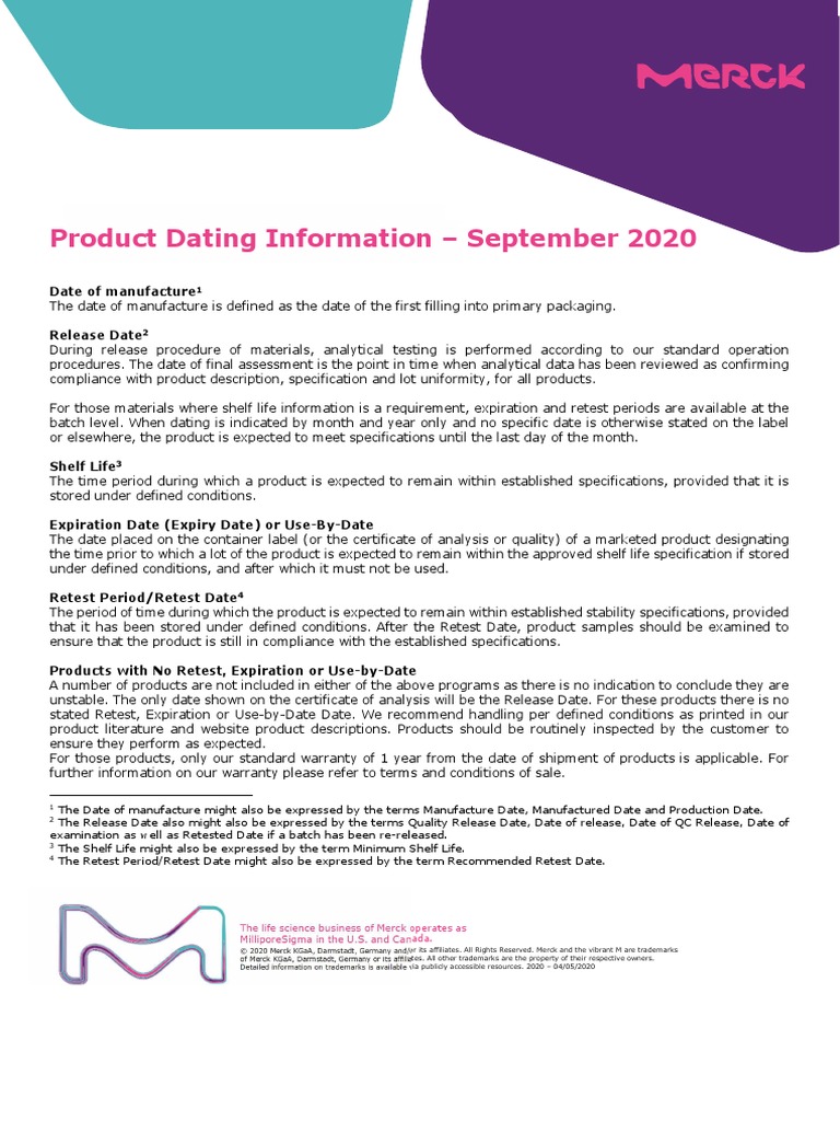 Product Dating Information MK | PDF | Specification (Technical Standard ...