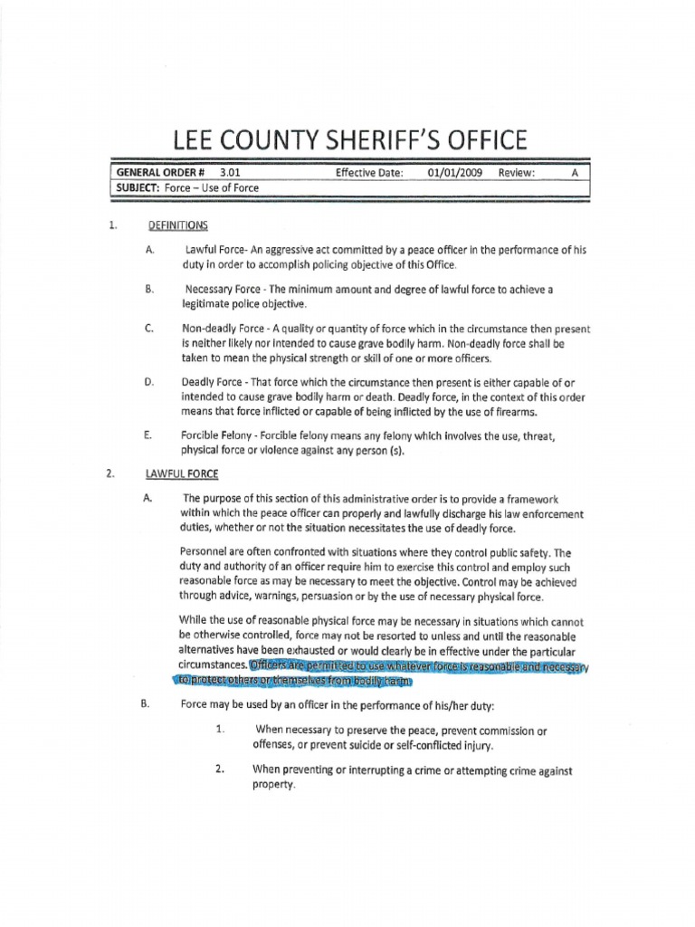 Lee County Use of Force | PDF