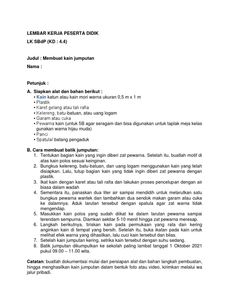 LK SBDP Kain Batik Jumputan | PDF