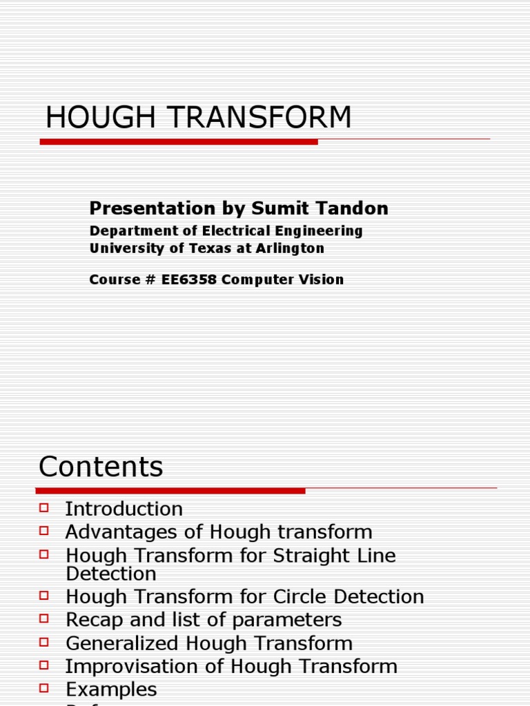 Hough Transform: Presentation by Sumit Tandon | PDF | Algorithms ...