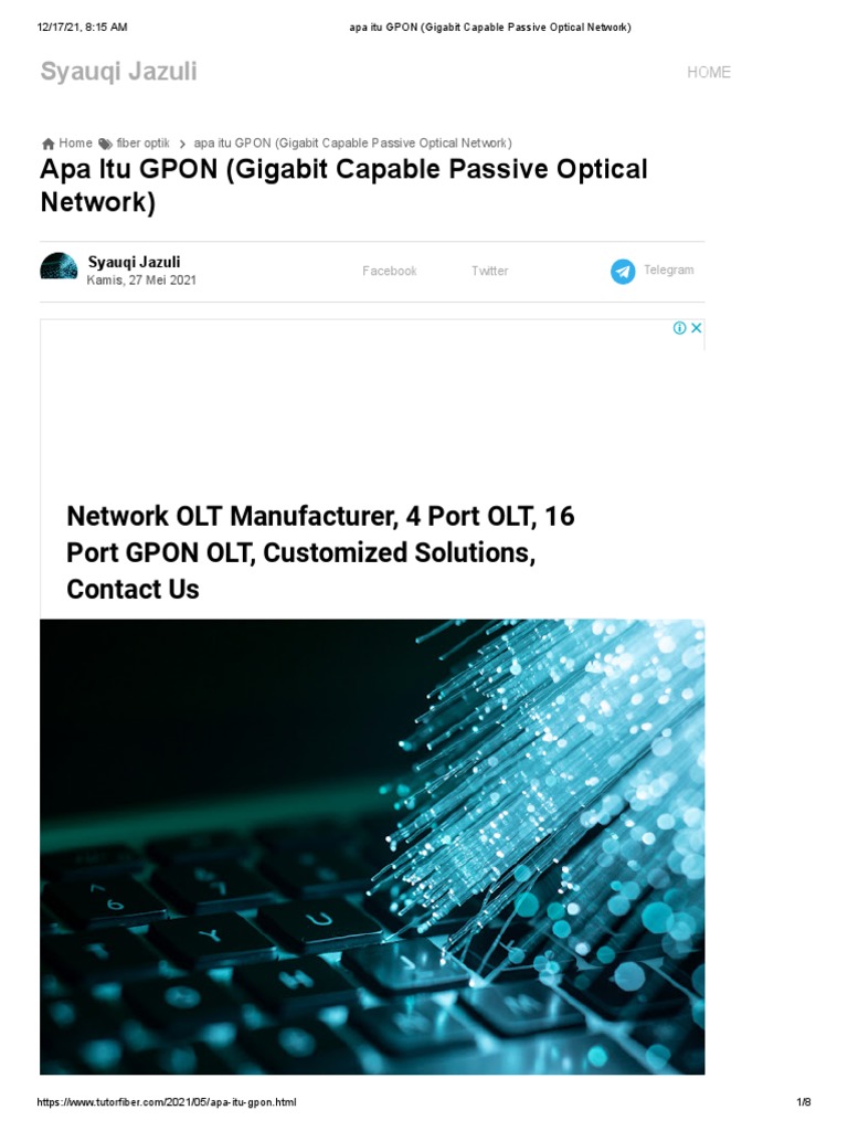 Apa Itu Gpon Gigabit Capable Passive Optical Network Pdf