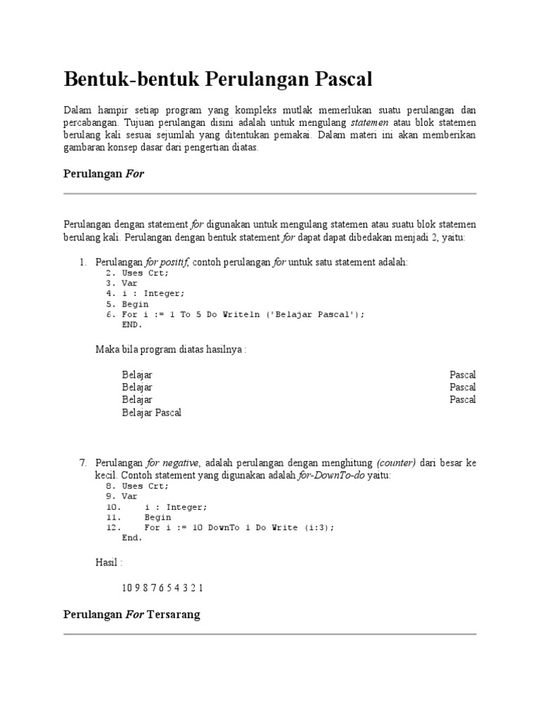 Perulangan Pascal | PDF