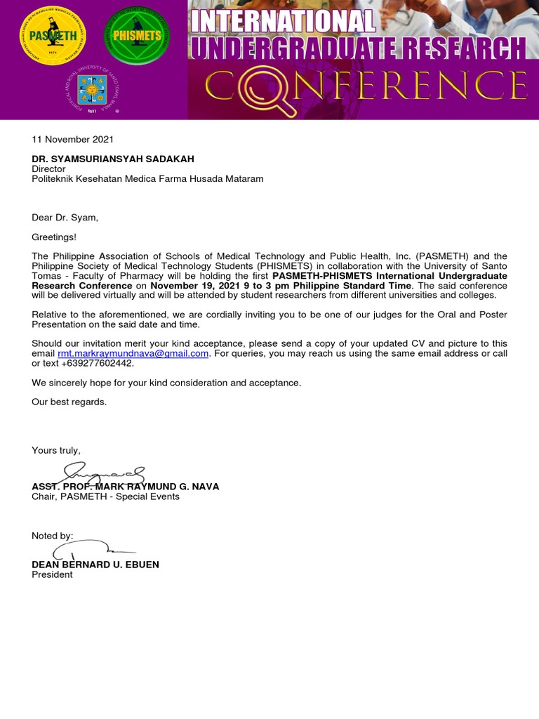 PASMETH-PHISMETS International Undergraduate Research Conference ...