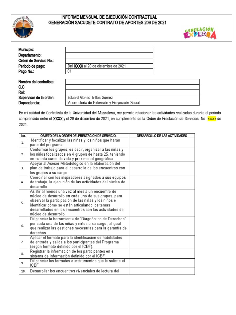Modelo Informe de Actividades | PDF