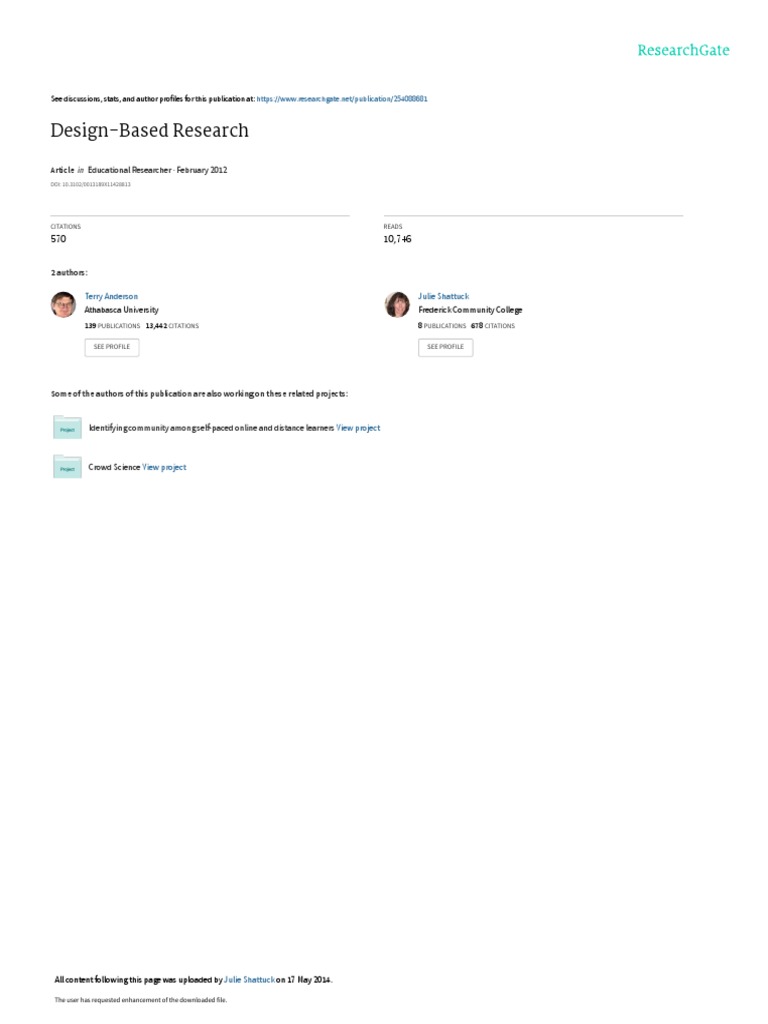 Design Based Research Pdf Science Cognition