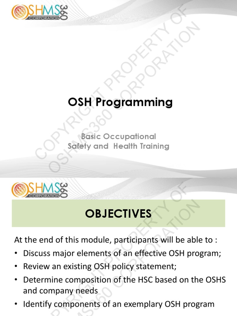 Mod 16 - Development of OSH Program | Download Free PDF | Occupational ...