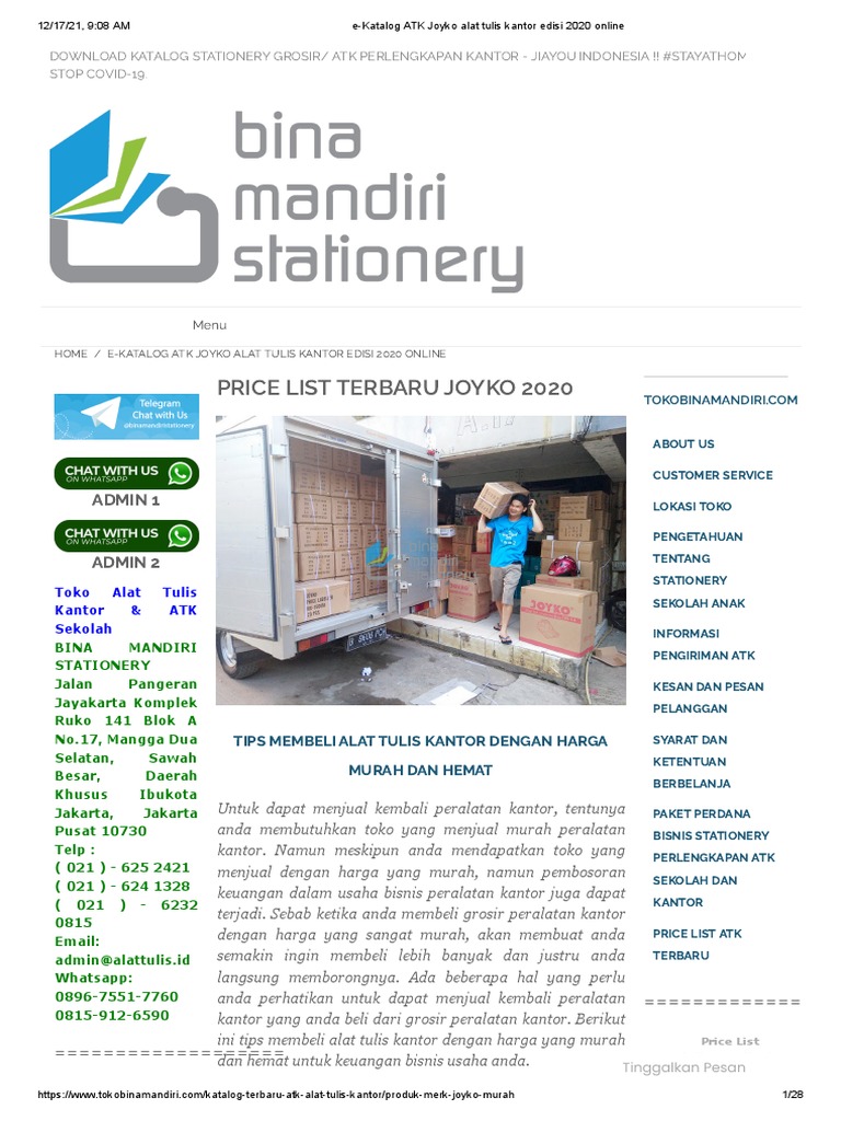 E-Katalog ATK Joyko Alat Tulis Kantor Edisi 2020 Online | PDF