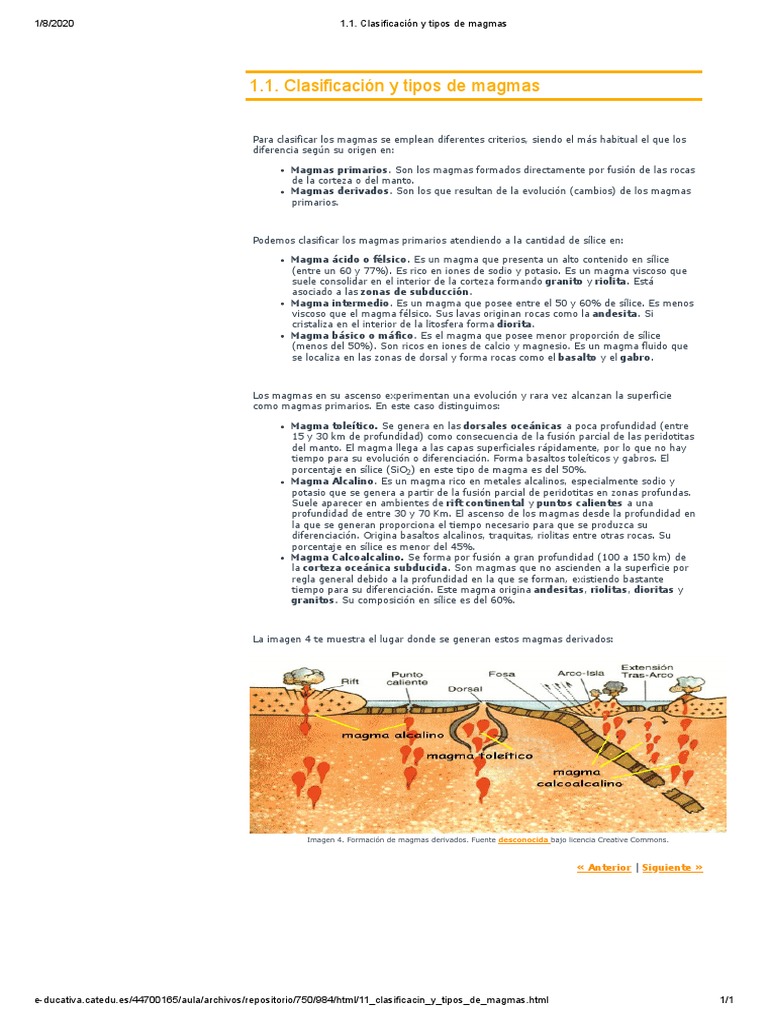 Clasificación de tipos de magma | PDF | Magma | Basalto
