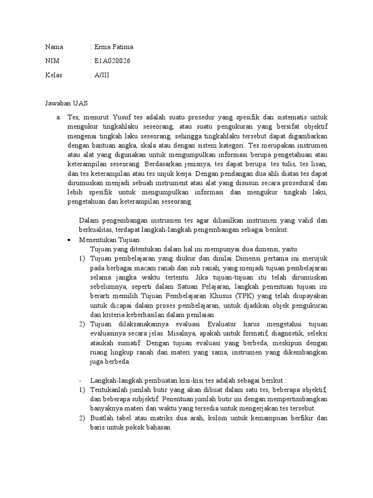 Jawaban UAS PEP - ErmaFatima026 - A3 | PDF