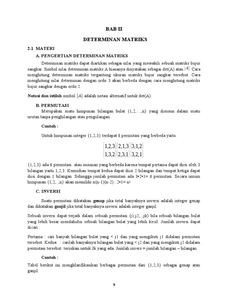 Bab 2 - Determinan Matriks | PDF
