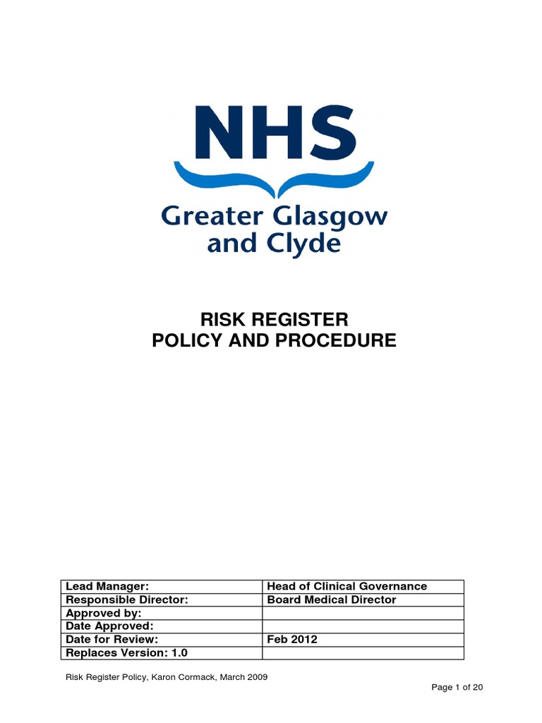 Q2 3 Risk Register Policy Final Draft 2009 | PDF | Risk | Risk Management