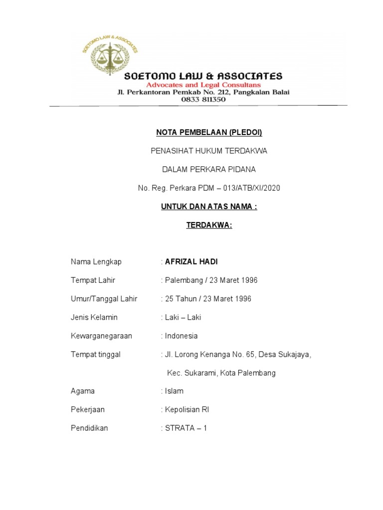 Nota Pembelaan | PDF